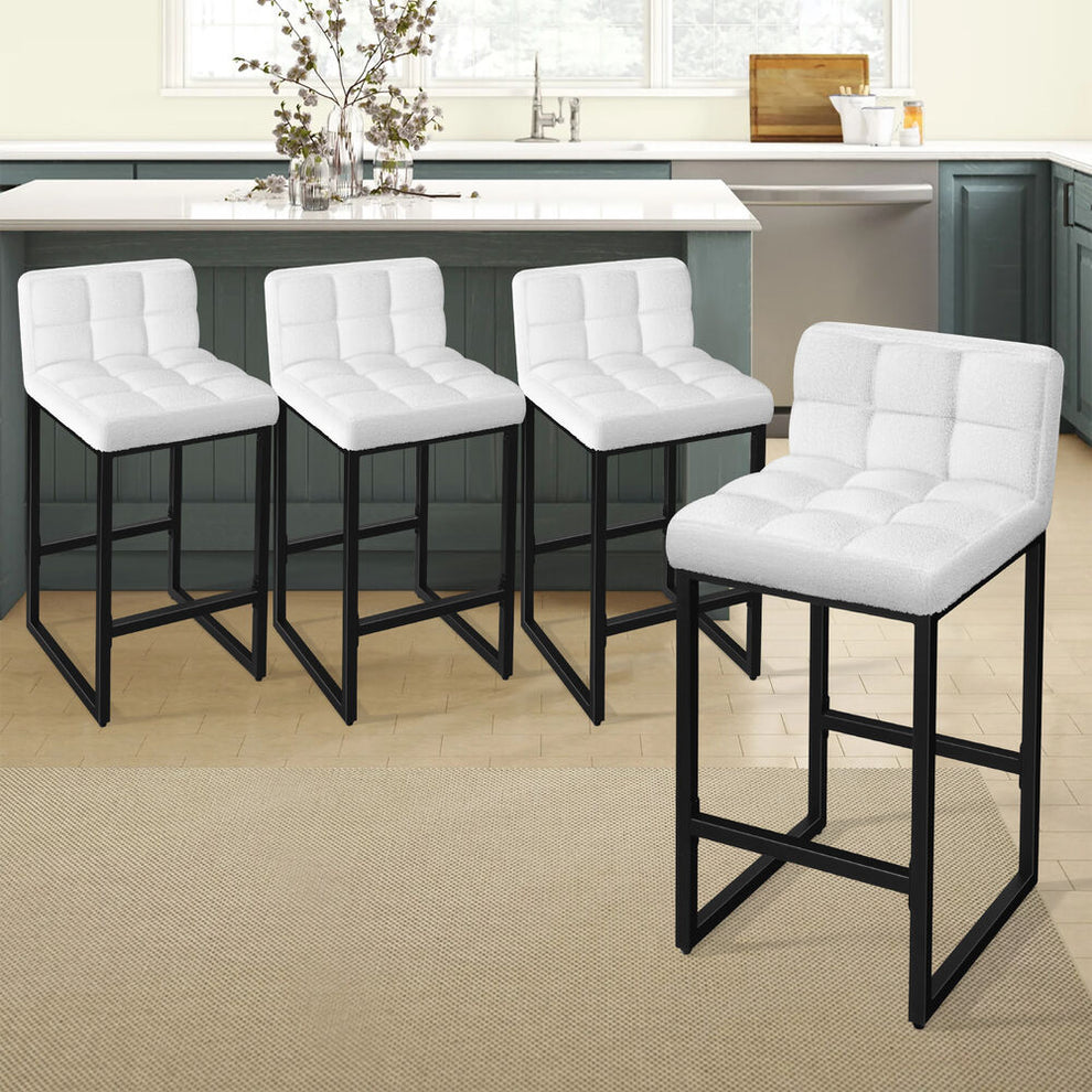 ALFORDSON 4x Bar Stools 65cm Kitchen Counter Metal Boucle Dining Chair ...