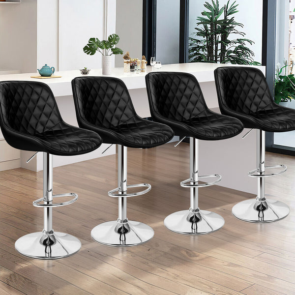 4x ALFORDSON Bar Stools Leather Stool Black – Black Lord