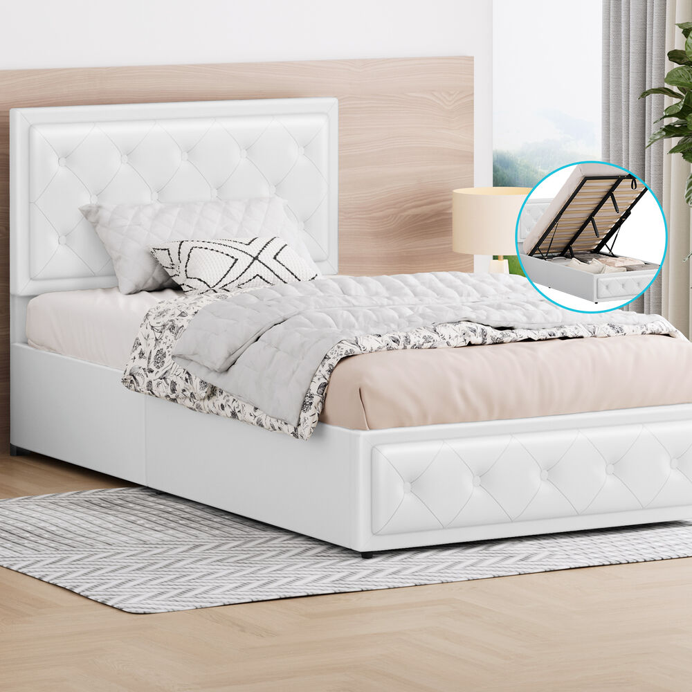 ALFORDSON Bed Frame King Single Gas Lift Storage Mattress Base Leather ...