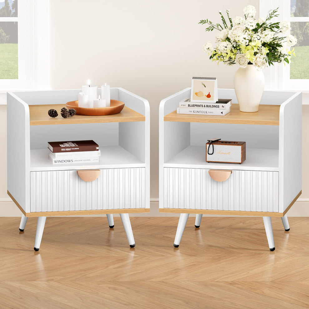 ALFORDSON 2× Bedside Table 1 Drawer Nightstand Side Storage Shelf Wood ...