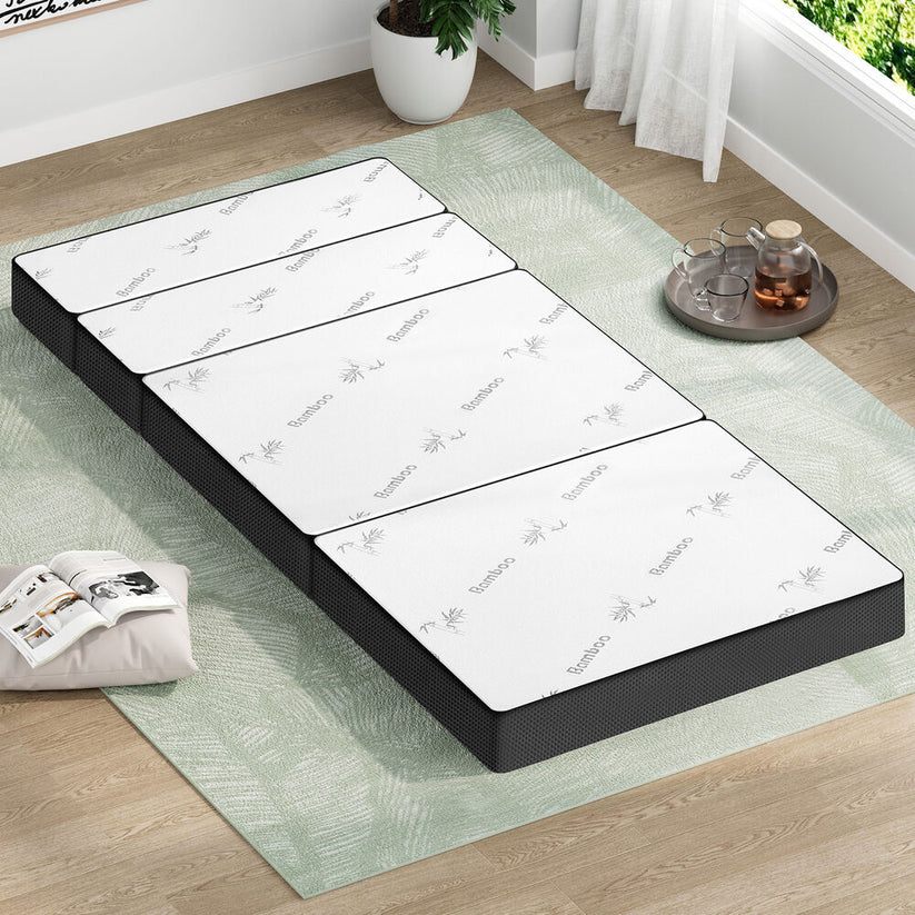 STARRY EUCALYPT Folding Mattress Mesh Bamboo Fabric Foldable Lounge Ki ...